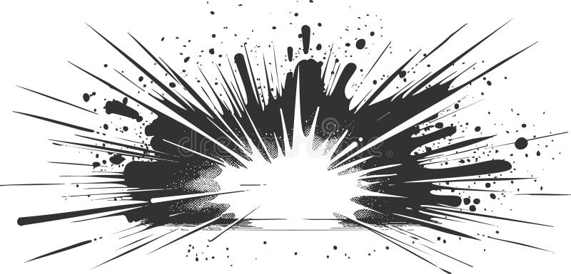 Abstract Black and White Explosion Graphic with Dynamic Ink Splatter ...