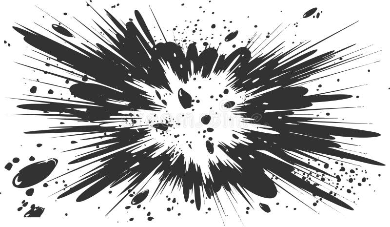 Abstract Black and White Explosion Graphic with Dynamic Splatter Effect ...