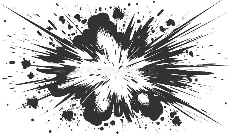 Abstract Black and White Explosion Graphic with Dynamic Splatter Effect ...