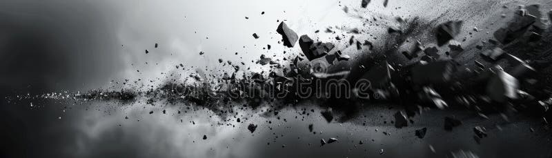 Abstract Black and White Explosion of Particles and Debris in Motion ...