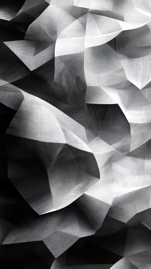 Abstract Black and White Fabric Design with Overlapping Geometric ...
