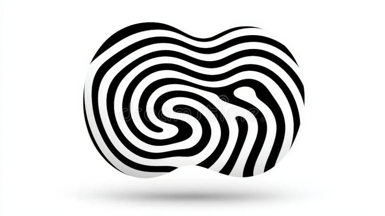 Abstract Black and White Fingerprint Design with Smooth Curves and Wave ...