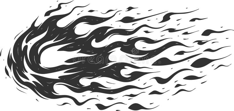 Abstract Black and White Flame Design Illustration with Dynamic ...