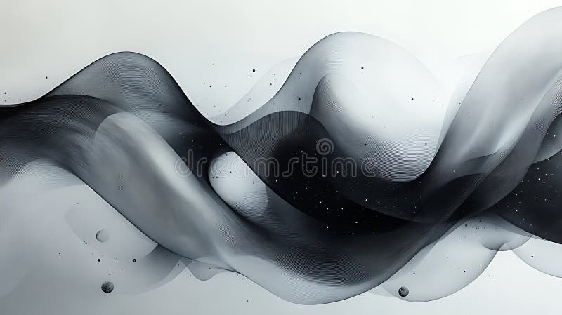 Abstract Black and White Flowing Waves with Subtle Glitter Texture ...