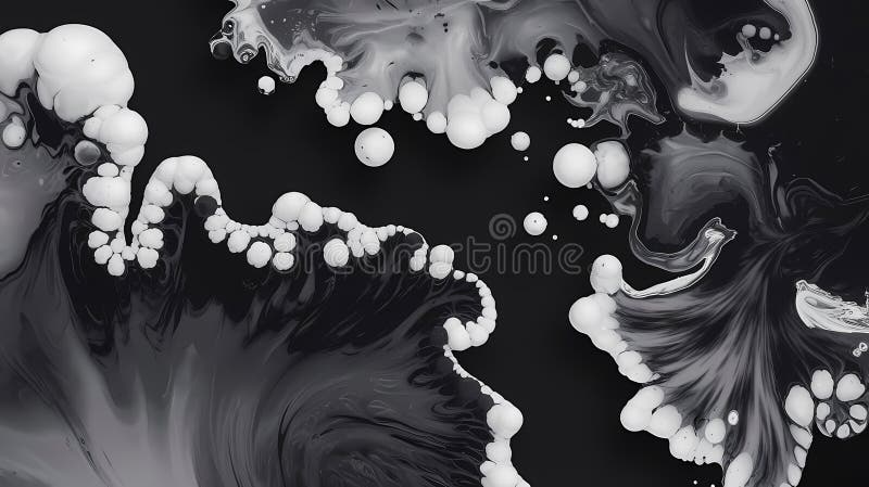 Abstract Black and White Fluid Art with Flowing Patterns Stock ...