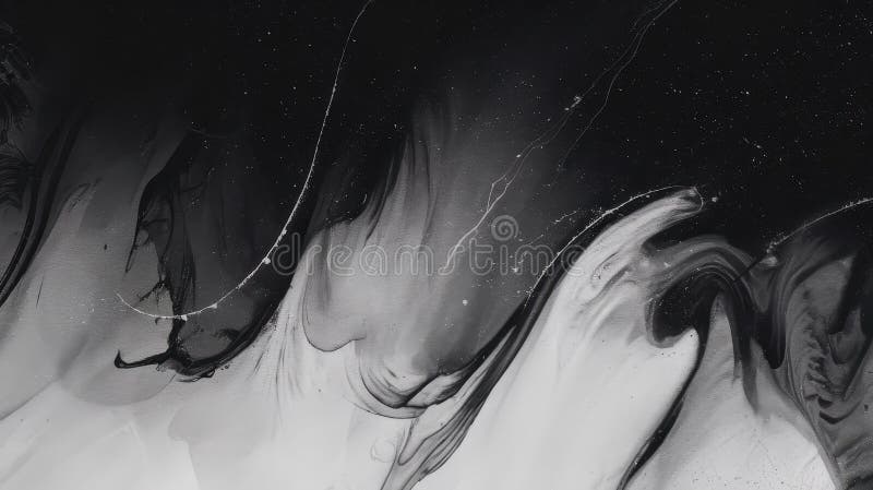 Abstract Black and White Fluid Art Creating Elegant Waves and Swirls ...