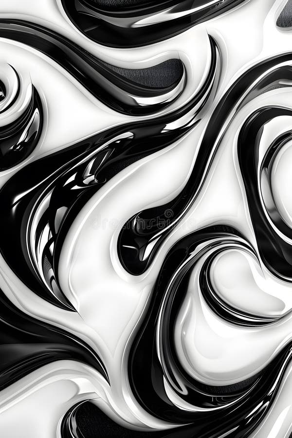 Abstract Black and White Fluid Art for Modern Decor Stock Photo - Image ...