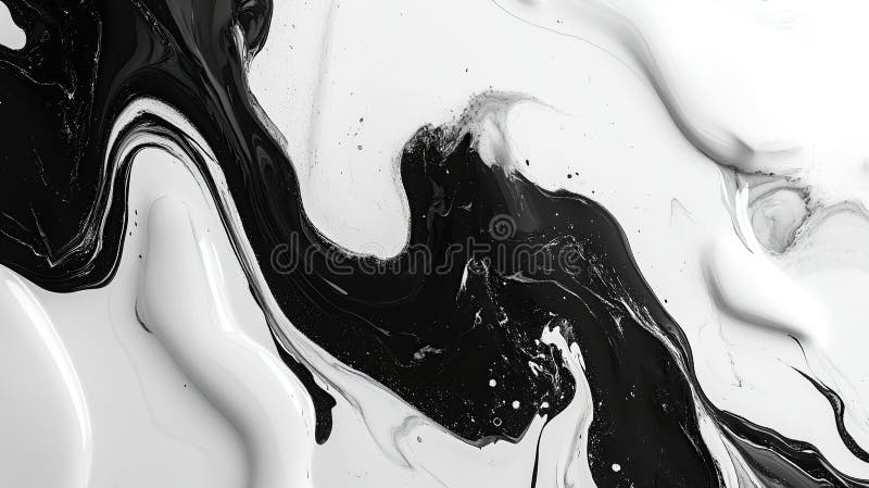 Abstract Black and White Fluid Art Swirls Stock Illustration ...
