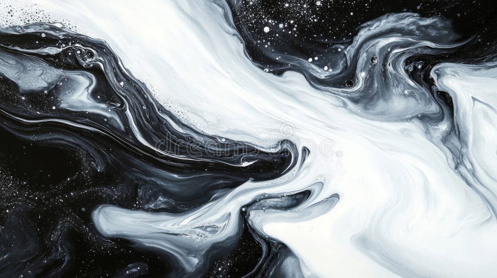 Abstract Black and White Fluid Art Texture Background Stock ...