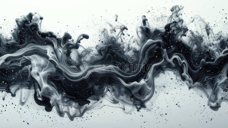 Abstract Black and White Fluid Ink Art - Generative Ai Stock ...