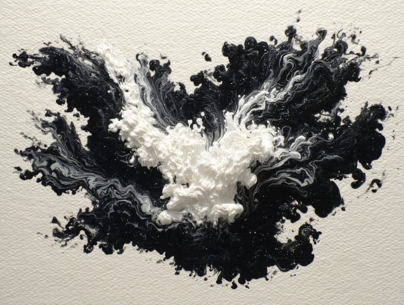 Abstract Black and White Fluid Paint Swirl Texture Stock Illustration ...