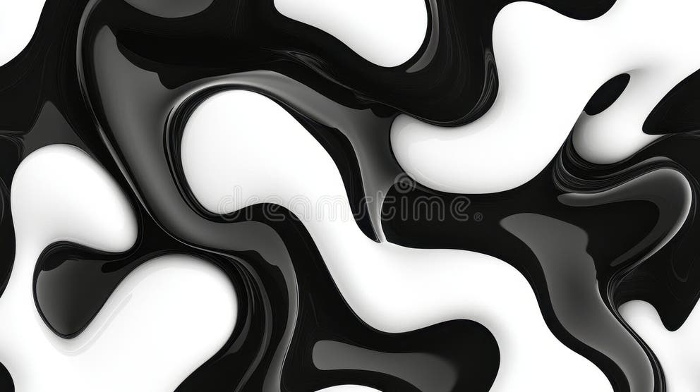 Abstract Black and White Fluid Shapes Create a Dynamic and Modern ...