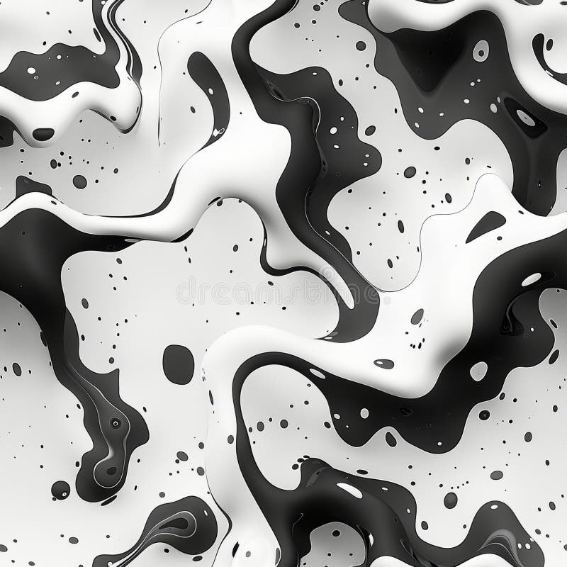 Abstract Black and White Fluid Shapes Create Dynamic Patterns on ...