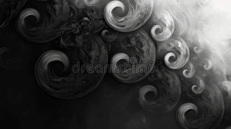 Abstract Black and White Fractal Design with Swirling Patterns ...