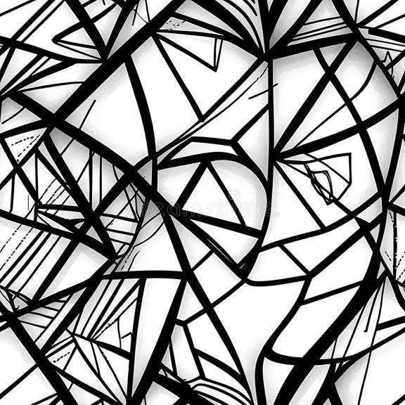 Abstract Black and White Geometric Design with Interlocking Triangles ...