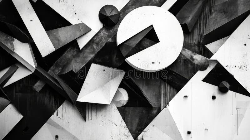 Abstract Black and White Geometric Graffiti Art Stock Illustration ...