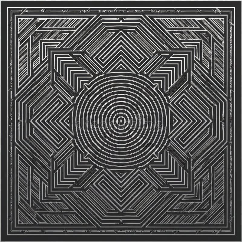 Abstract Black and White Geometric Maze Pattern Design in 3d Stock ...