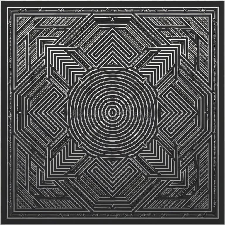 Abstract Black and White Geometric Maze Pattern Design in 3d Stock ...