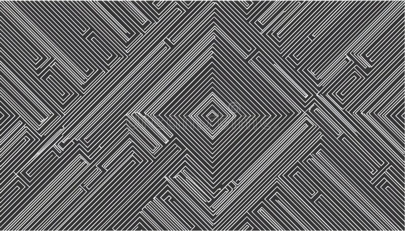 Abstract Black and White Geometric Maze Pattern Design in 3d Stock ...