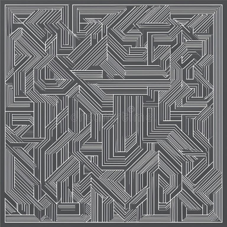 Abstract Black and White Geometric Maze Pattern Design in 3d Stock ...
