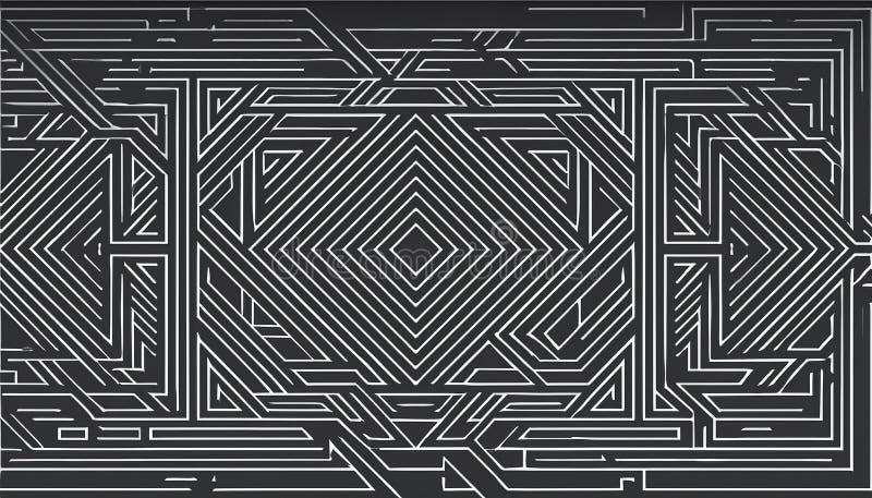 Abstract Black and White Geometric Maze Pattern Design in 3d Stock Illustration - Illustration ...