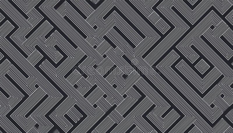 Abstract Black and White Geometric Maze Pattern Design in 3d Stock ...