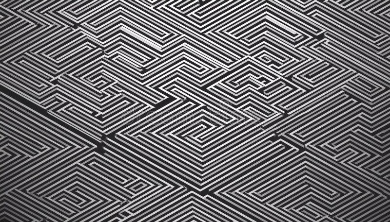 Abstract Black and White Geometric Maze Pattern Design in 3d Stock ...