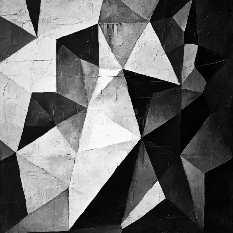 Abstract Black and White Geometric Painting with Triangles Stock ...