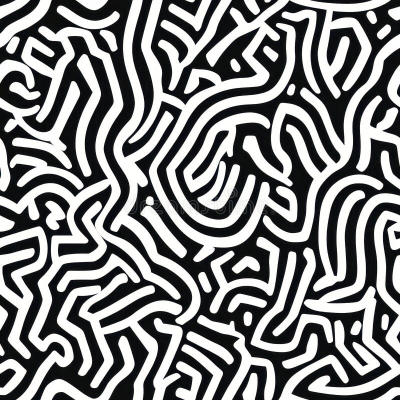 Abstract Black and White Geometric Pattern with Bold Lines. Stock Image ...