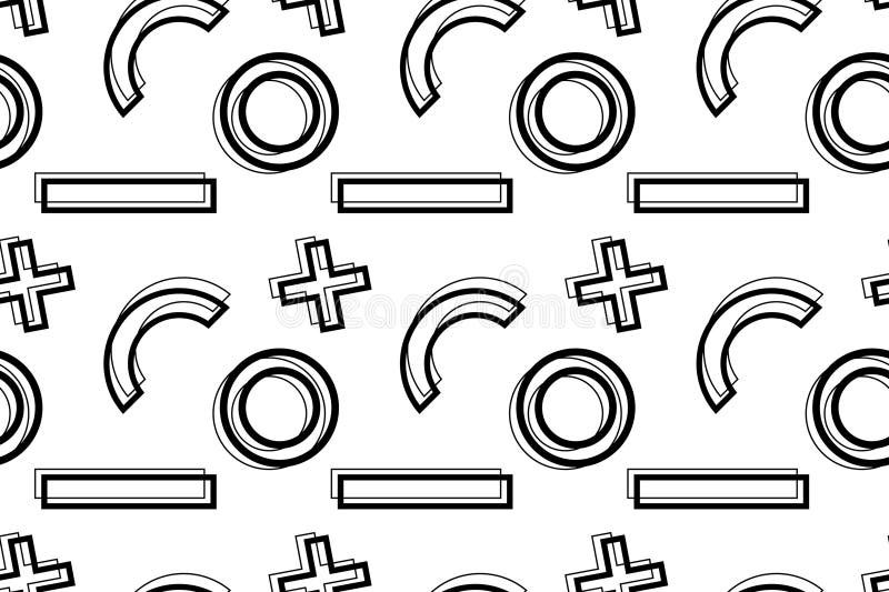 Abstract Black-and-White Geometric Pattern with Circular and Plus ...