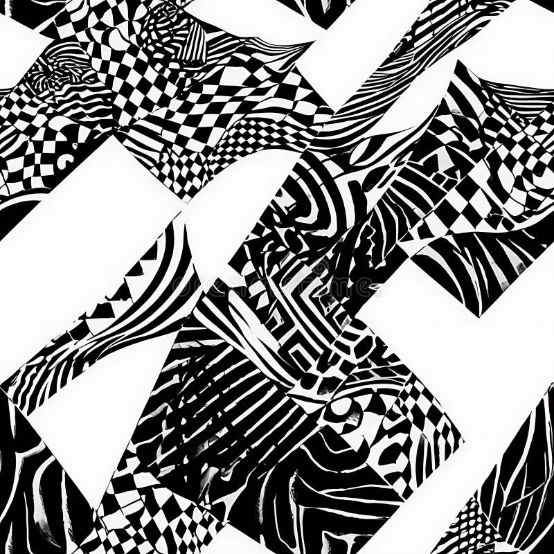 Abstract Black and White Geometric Pattern Design with Checkered and ...