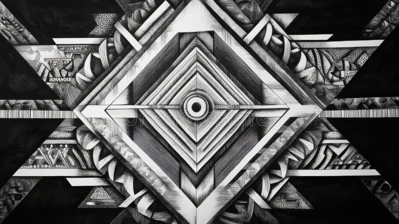 Abstract Black and White Geometric Pattern with Intricate Shapes Stock ...