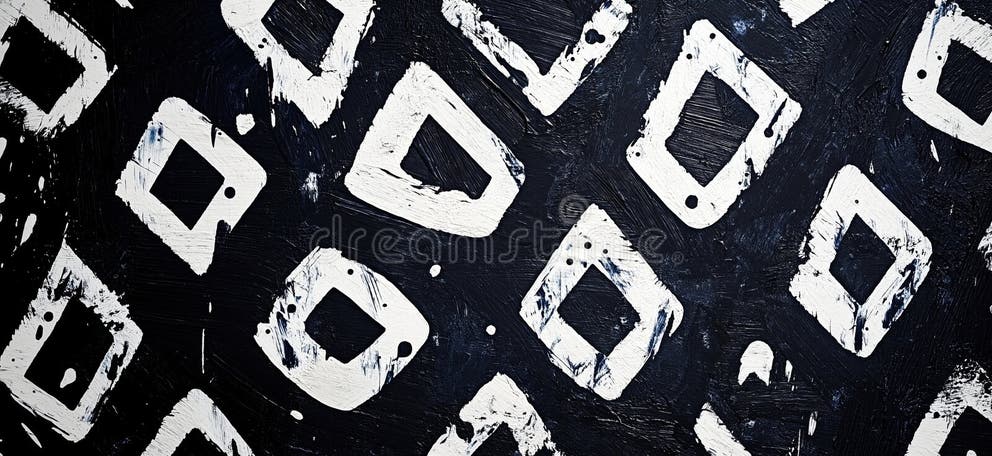 Abstract Black and White Geometric Pattern with Textured Squares and ...