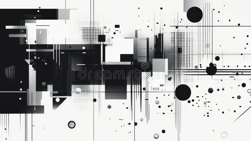 Abstract Black and White Geometric Patterns with Circles and Lines ...