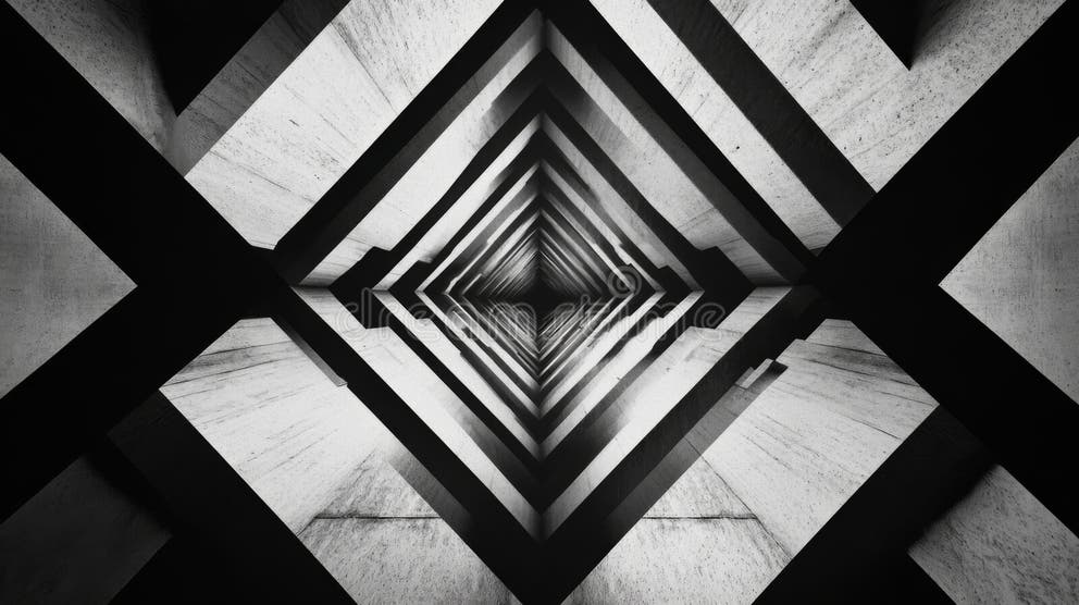 Abstract Black and White Geometric Tunnel Pattern Stock Illustration ...