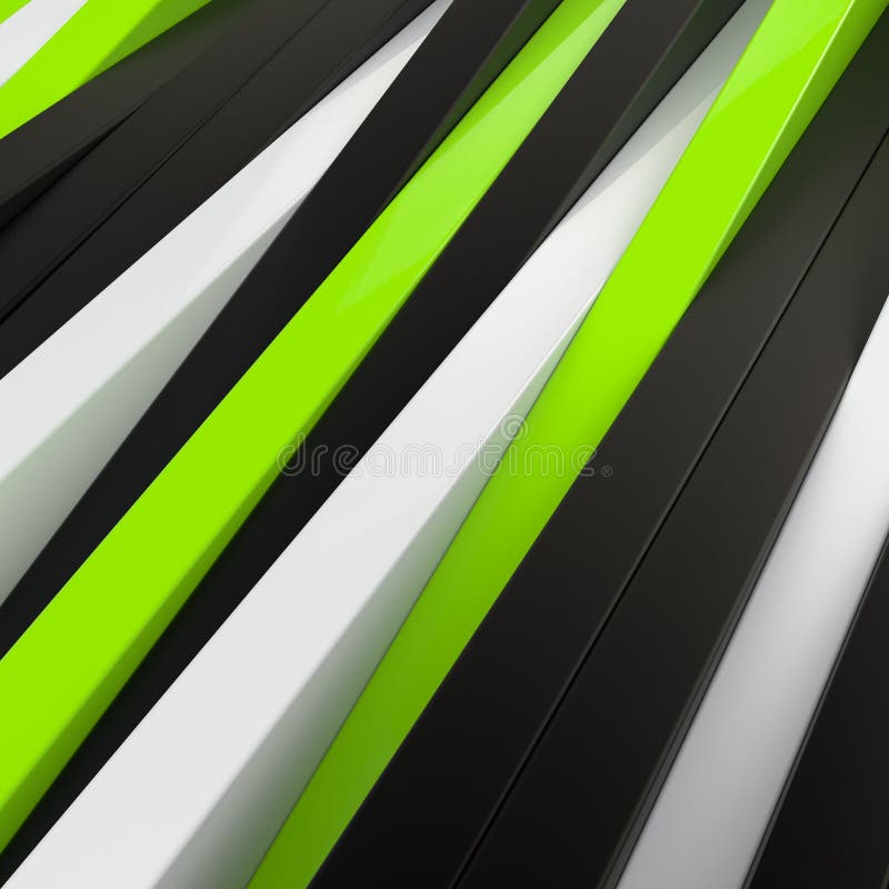 Abstract Black, White and Green Panels 3D Background Stock Illustration ...