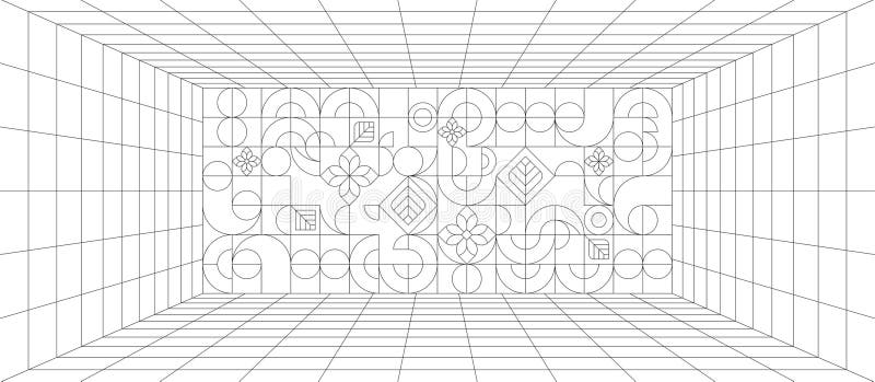 Abstract Black White Grid Lines. Perspective Rectangle Background ...