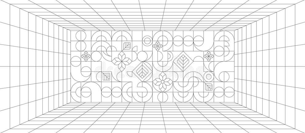 Abstract Black White Grid Lines. Perspective Rectangle Background ...