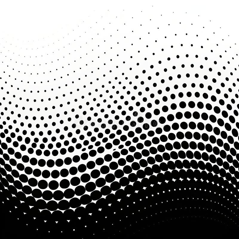 Abstract Black and White Halftone Dot Pattern Wave Composition, Design ...