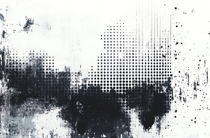 Abstract Black and White Halftone Grunge Texture Graphic Background ...