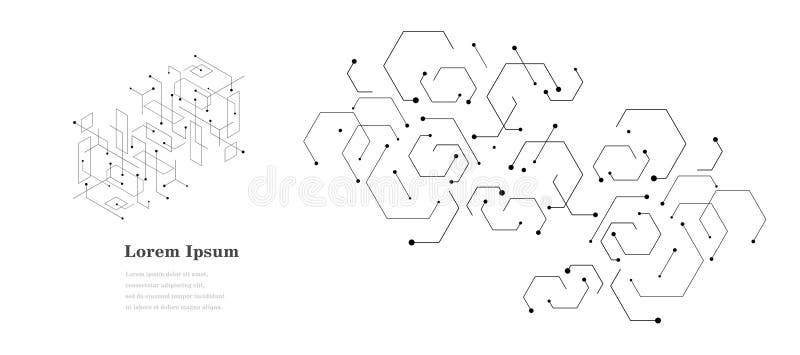 Abstract Black White Hexagon, Geometric Background, Scientific ...