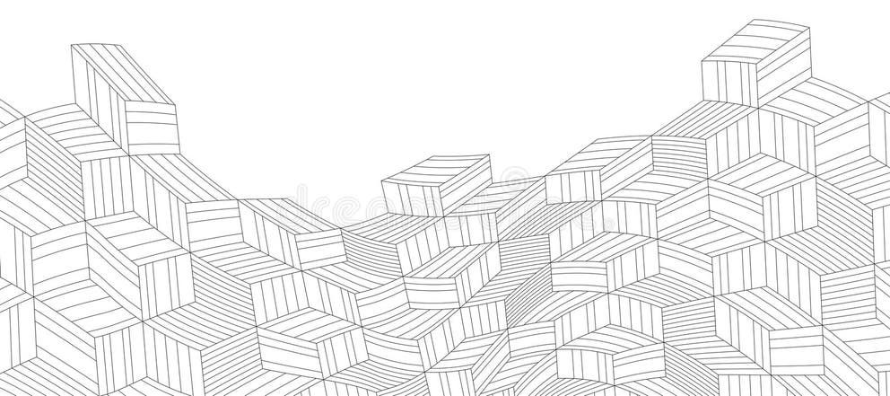 Abstract Black White Hexagon. Geometric Background. Striped Polygon ...