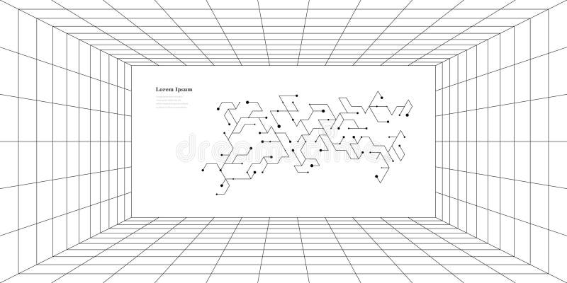 Abstract Black White Hexagon. Geometric Circuit Background. 3d ...