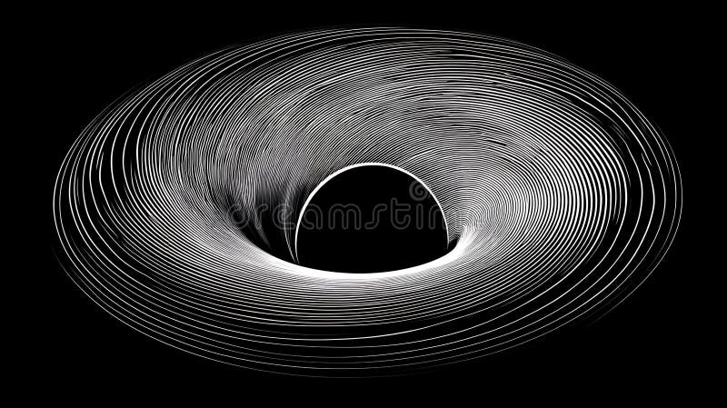 An Abstract Black and White Illustration Features Concentric Circular Lines Spiraling Stock ...