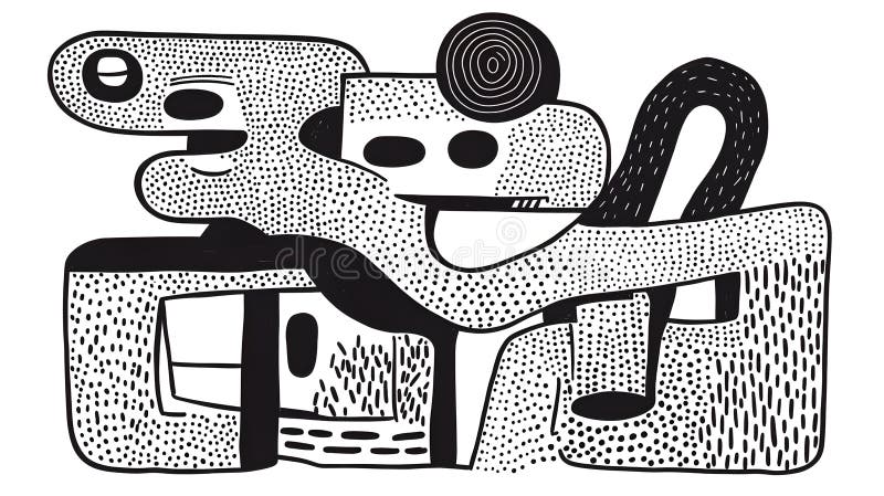 Abstract Black and White Organic Shapes Illustration Stock Illustration ...