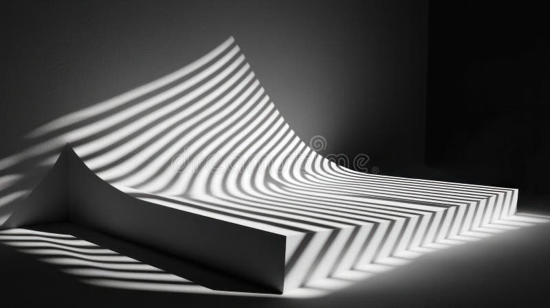Abstract Black and White Image of a Curved Platform and Its Shadow Cast ...