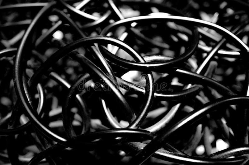 Abstract Black and White Image of Entangled Cables Creating a Complex ...
