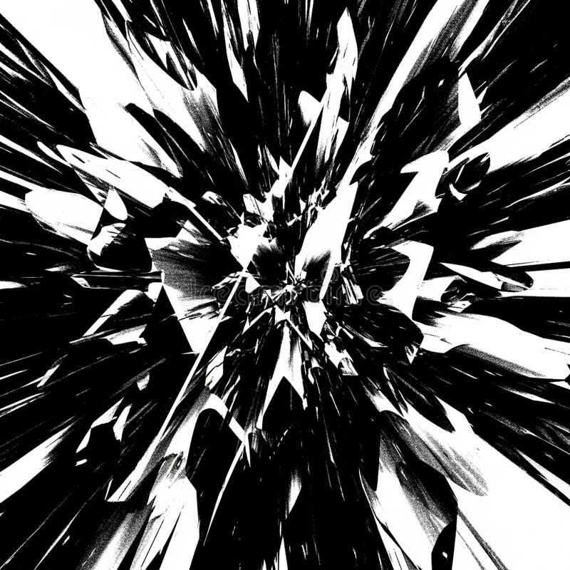 Abstract Black and White Image Featuring Jagged, Shard-like Forms ...