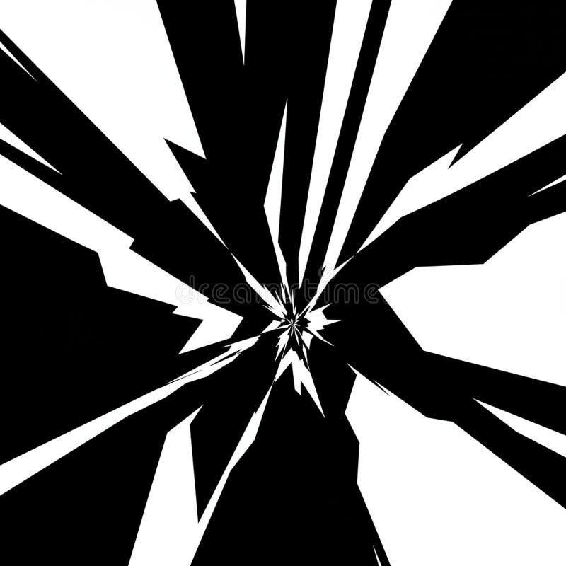 Abstract Black and White Image Featuring Sharp, Jagged Shapes Radiating ...