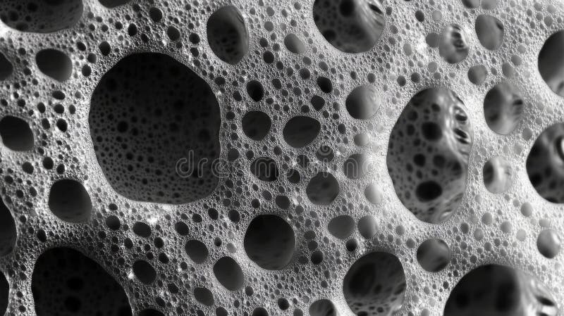 Abstract Black and White Image of a Foamy Surface with Irregularly ...